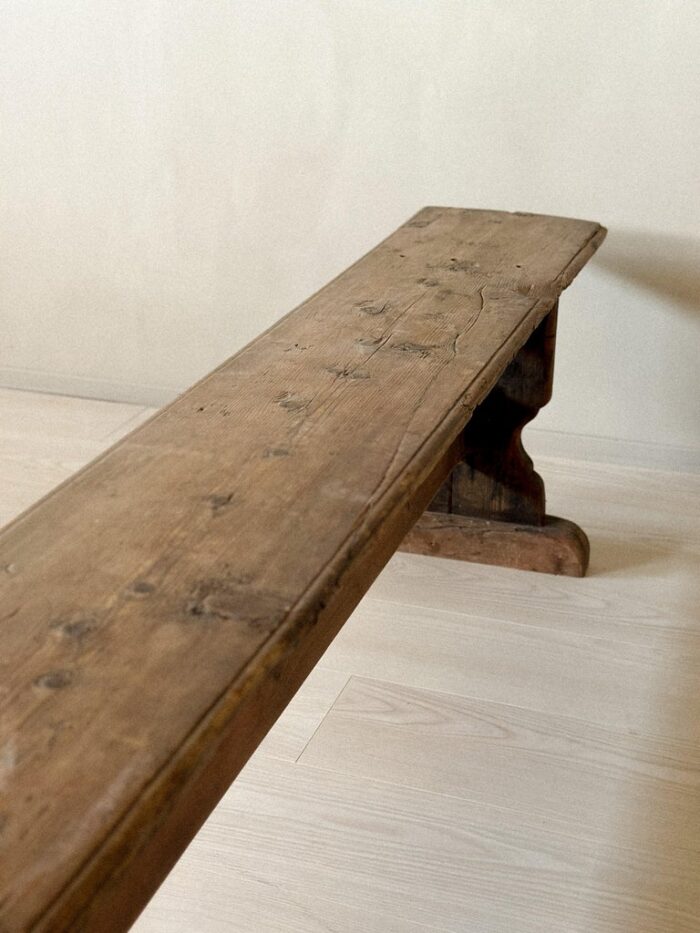 Antique Primitive Long Bench, Scandinavian Wabi Sabi, c 1800s - Bruksmann