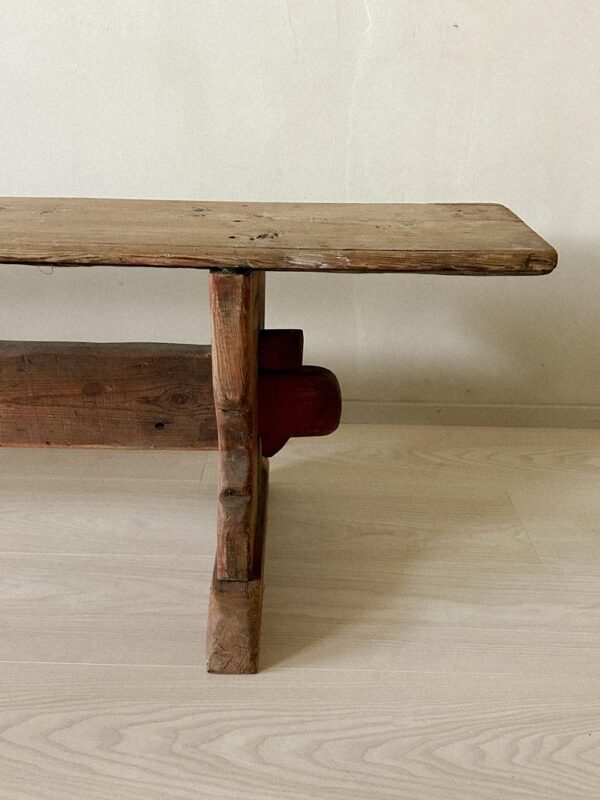 Antique Primitive Long Bench, Scandinavian Wabi Sabi, c 1800s - Bruksmann