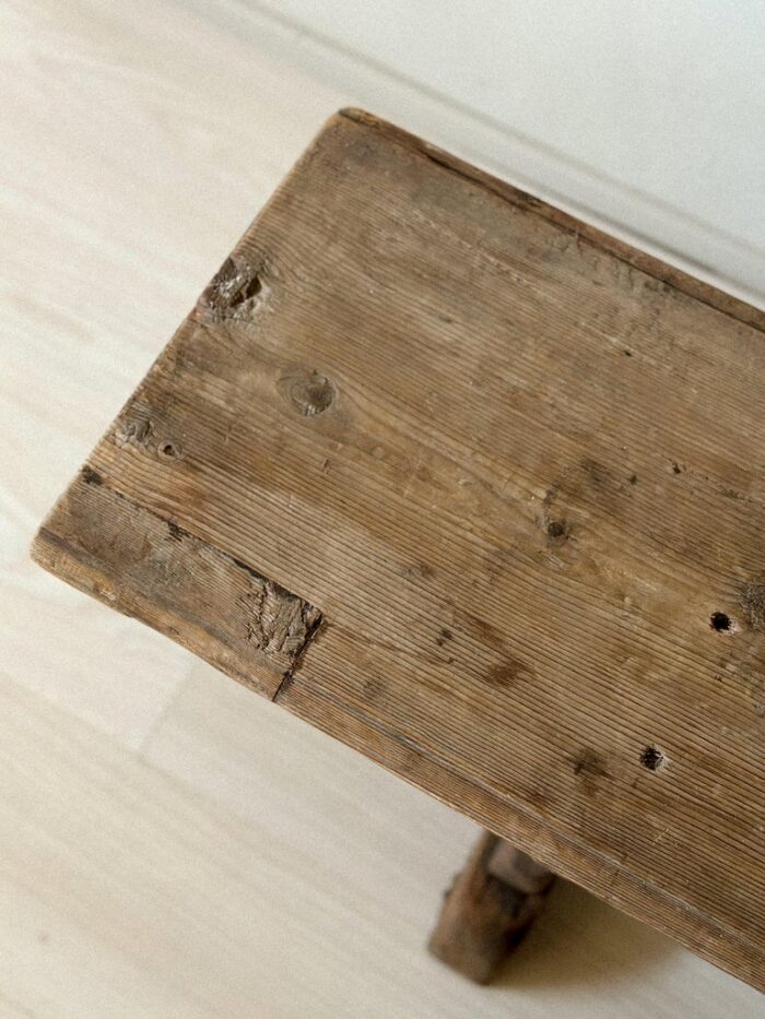 Antique Primitive Long Bench, Scandinavian Wabi Sabi, c 1800s - Bruksmann